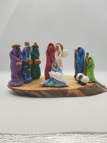 NATIVITY - Handmade Polymer Clay Nativity with Wood Base | cfconline