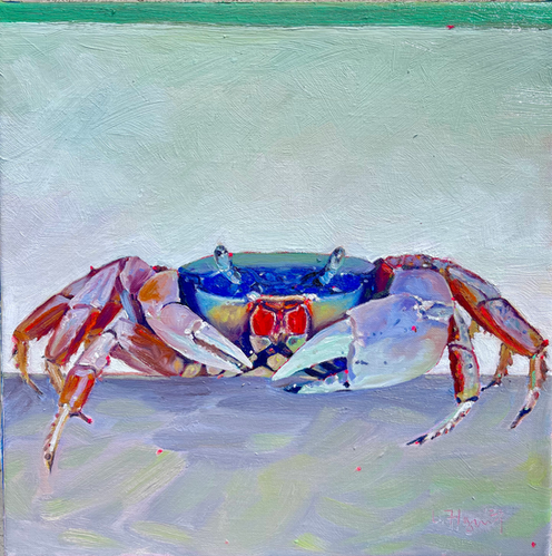 Blue Land Crab Oil Painting by lflynnfineart