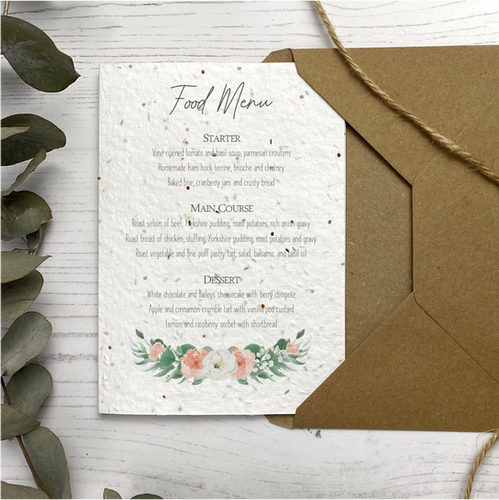 Food Menu - Peach Eucalyptus - Seed Paper | poppy-forrest-kraft