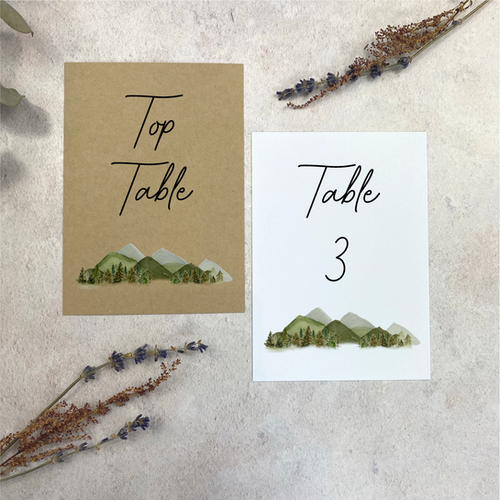 Mountain & Forest Table Number Sign | poppy-forrest-kraft