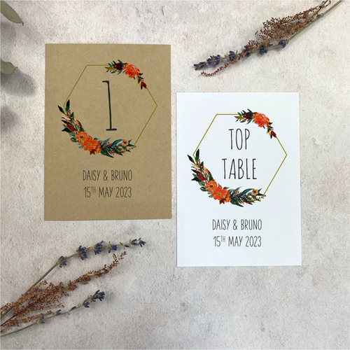 Burnt Orange Table Number Sign | poppy-forrest-kraft