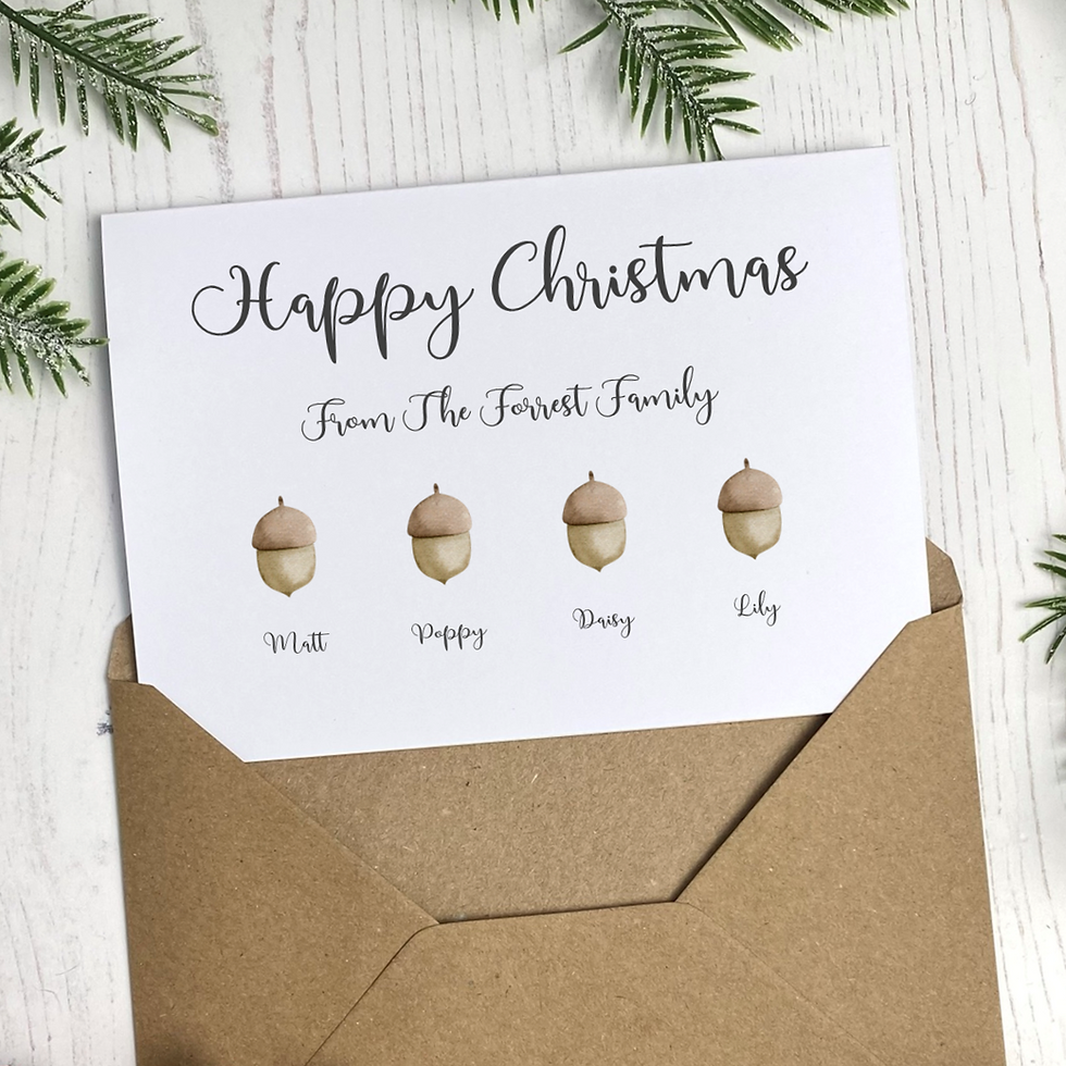 Personalised Acorn Christmas Card | poppy-forrest-kraft