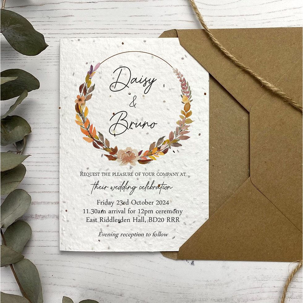 Seed Paper Wedding Invitation - Autumn Boho | poppy-forrest-kraft