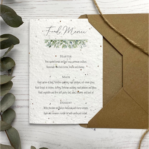 Food Menu - Greenery - Seed Paper | poppy-forrest-kraft
