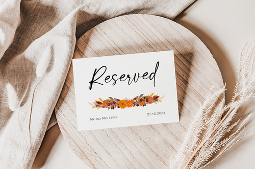 Autumn Orange Reserved Sign | poppy-forrest-kraft