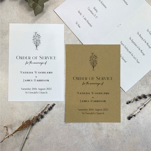 Floral Outline Order of Service Booklets | poppy-forrest-kraft