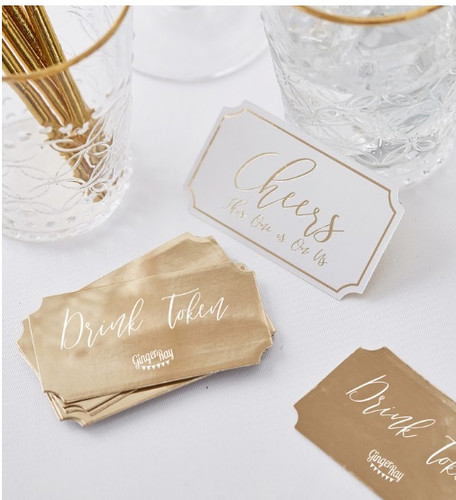 Gold Wedding Drink Tokens - Gold Wedding | Blushing Bride Box
