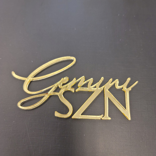 Zodiac Gemini Season "SZN" gold / silver acrylic charm cake toppe ...