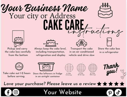 Cake Care Sticker | Cindyrella Cakes