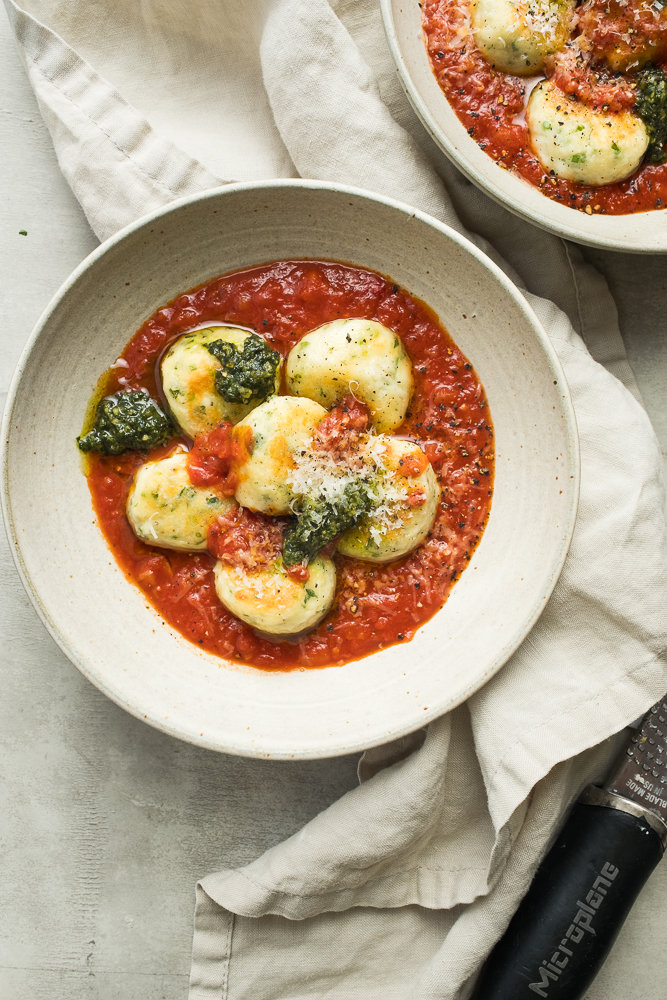 Gnudi de ricotta sauce tomate