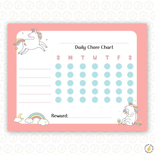 Unicorn Chore Chart | Lemon Paper Studio