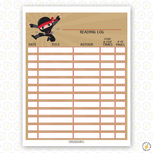 Ninja Reading Log | Lemon Paper Studio