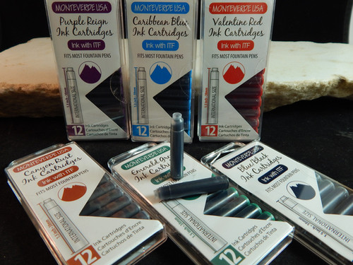 Monteverde Fountain Pen Ink Cartridges - 12 Cartridges Per Pack ...