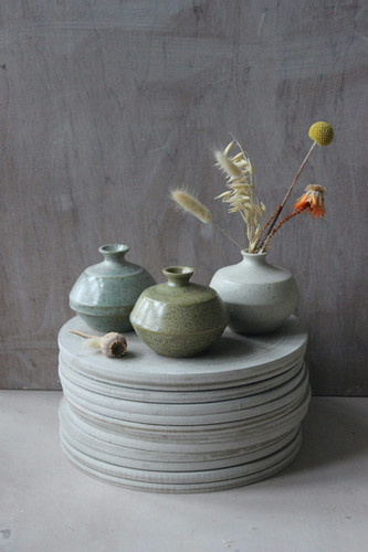 Angular Bud Vase in Olive, Oatmeal and Sea Foam | Florence Ceramics
