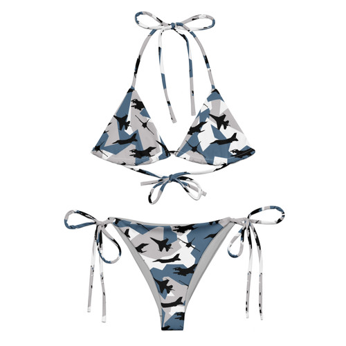 USAF 64AGRS Viper Blue Splinter Camo Inspired String Bikini | RampCheck Global