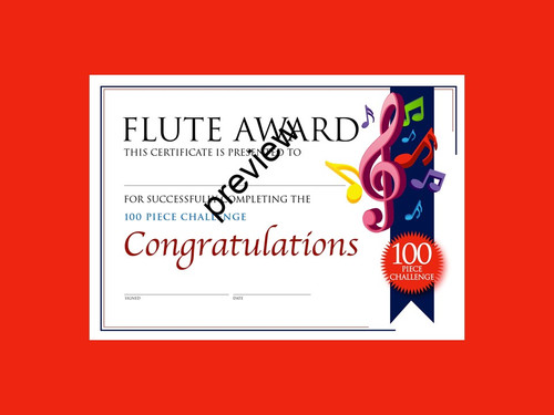 Flute Certificate 100 Piece Challenge (CLASS Licence Digital Download ...