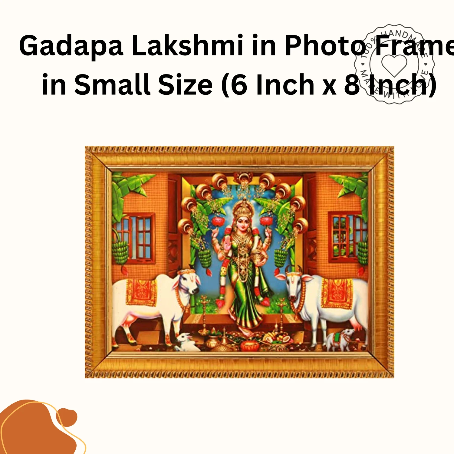 Goddess Lakshmi Devi Gruha Gruhalakshmi Cow Wall Painting Framed Home ...