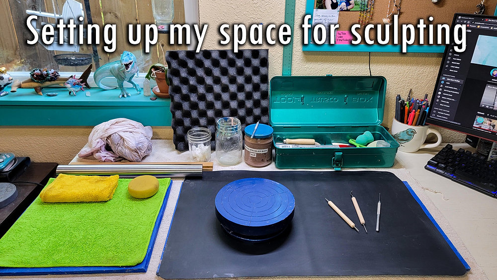 How I set up my desk for sculpting ceramic clay