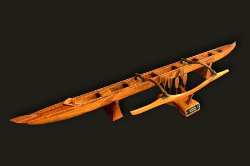Large Solid Koa Racing Canoe with Maple Inlay | Kalai Koa Woods