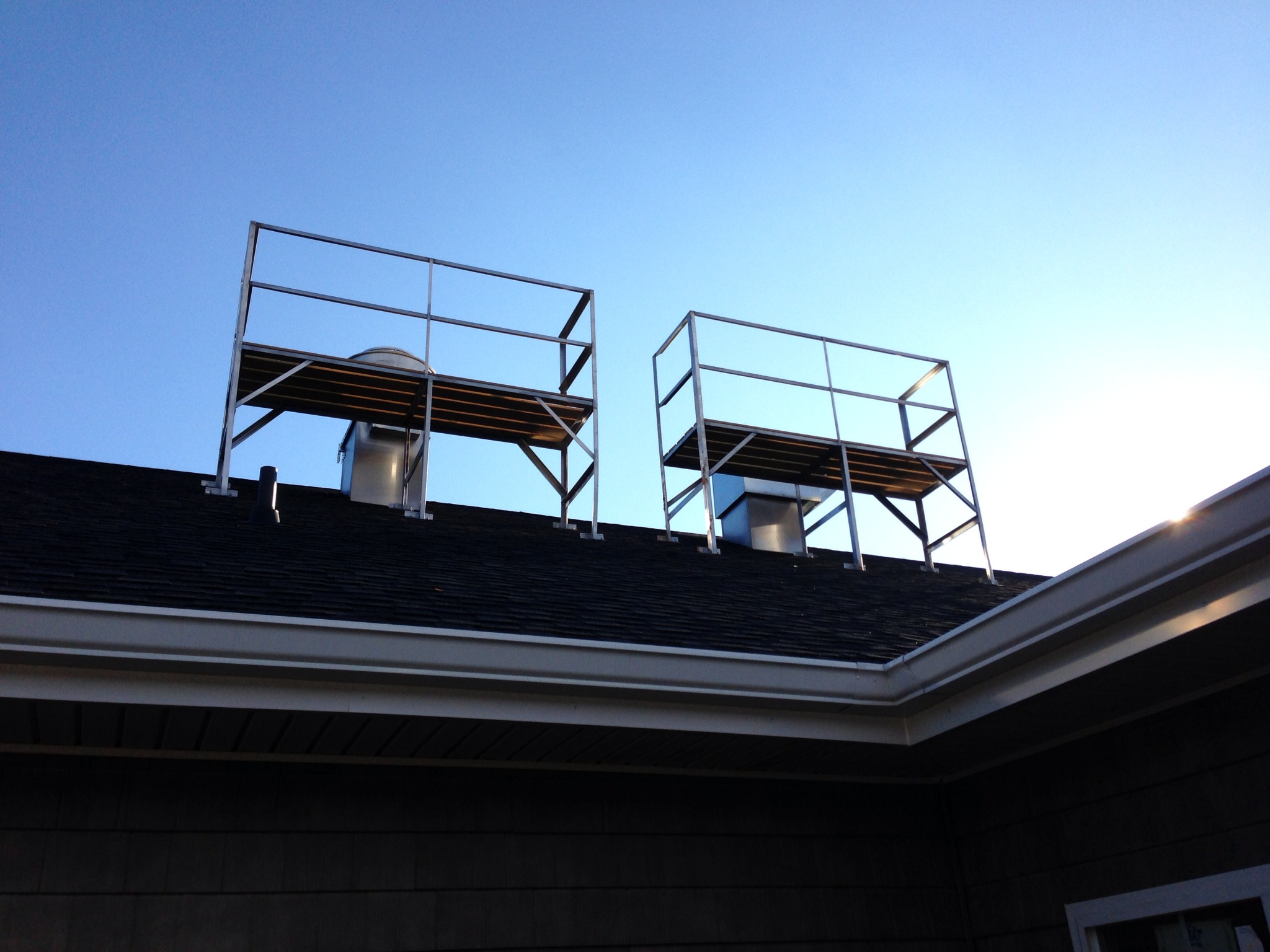 PRSP roof platforms for sloped or pitched roofs