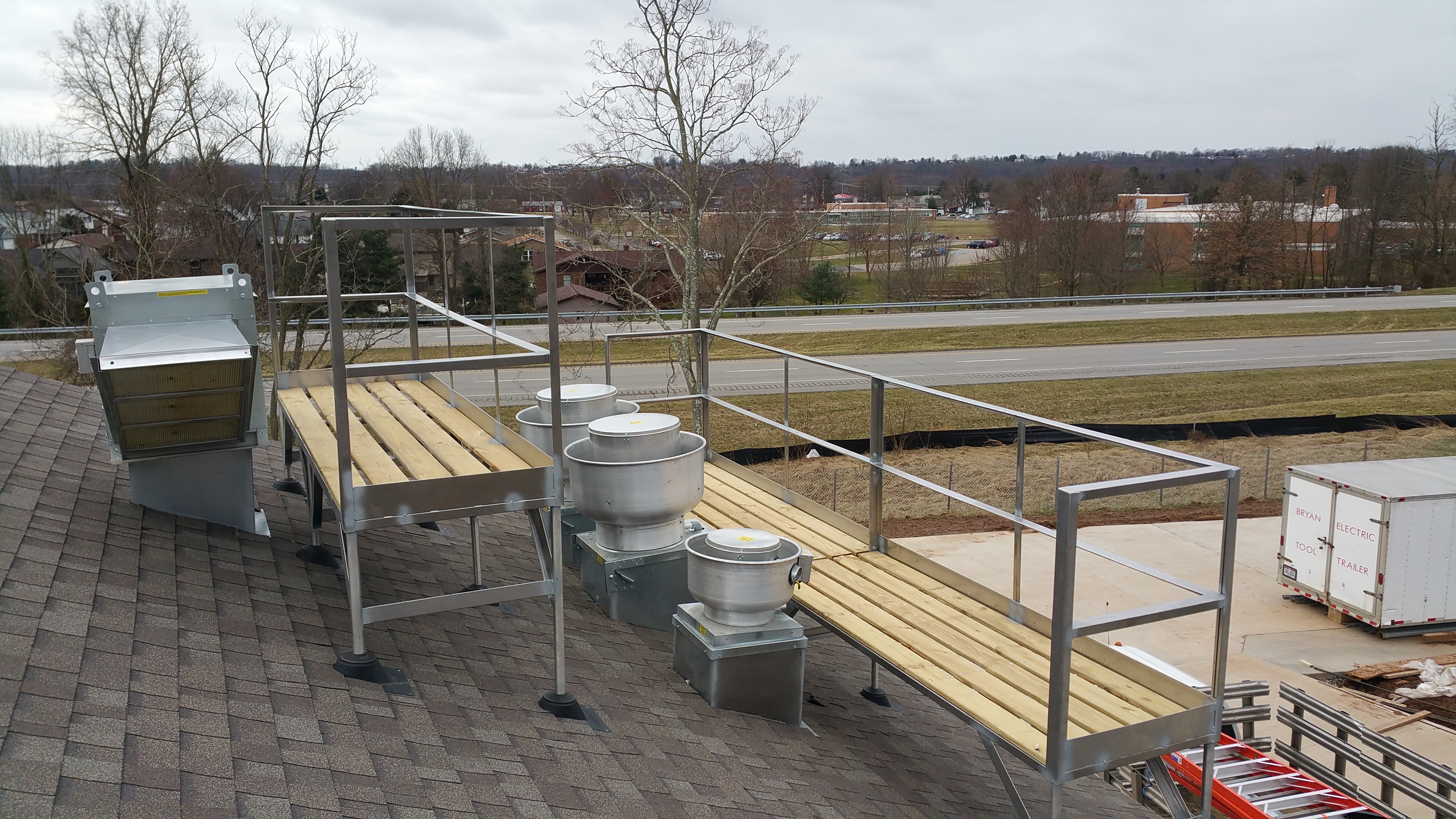 PRSP roof platforms for sloped or pitched roofs