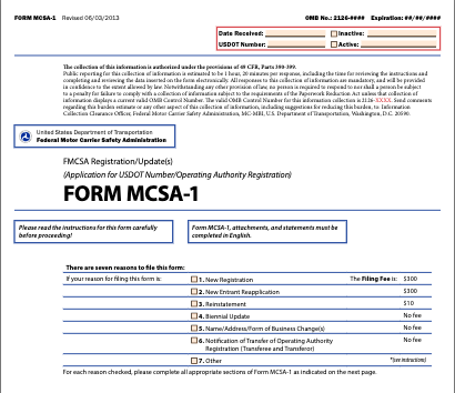 MCSA-1: New Form for FMCSA
