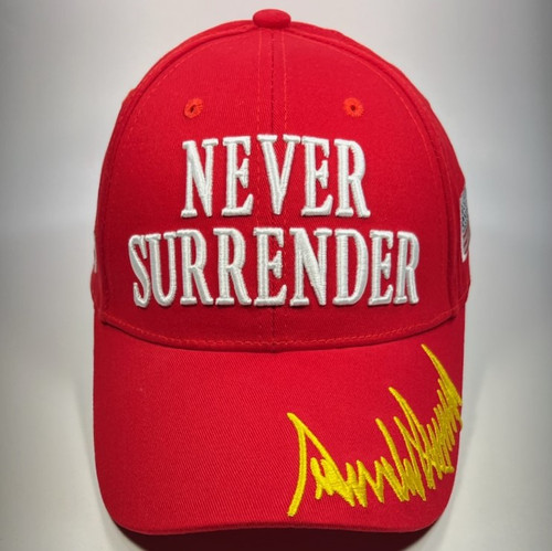 Never Surrender 45/47 Signature Cap – Available in Red | The MAGA Mall