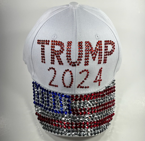 Trump 2024 Rhinestone Cap - White | The MAGA Mall