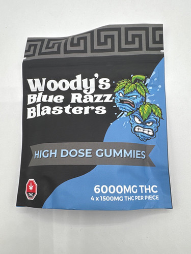 Woody’s 6000mg THC BlueRazz Blaster Gummies | Steady Eddy's