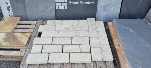 Bramham Beige Tumbled Yorkstone Setts 50mm Thickness | Stone Services