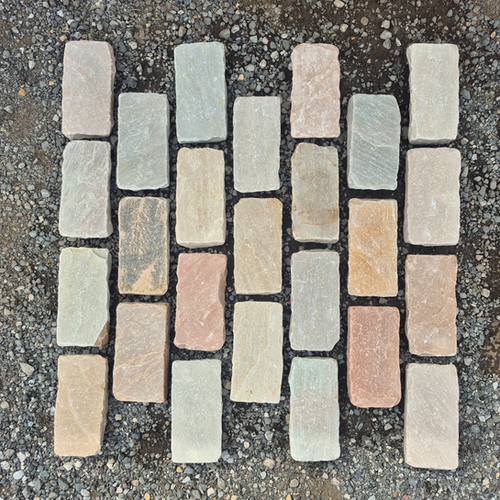 Raj Green Indian Sandstone Riven & Tumbled Setts - 200x100mm | Stone ...