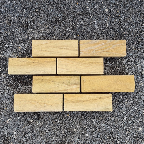 Buff Sawn On Bed Sandstone Walling - Pitched Face Finish | Stone Services