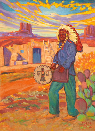 The Chief and His DrumAs I Remember | ricksharpart Rick Sharp Vintage Art