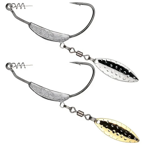 Weighted Worm Hook with Willow Spinner - 12 Hooks | B&W Tackle