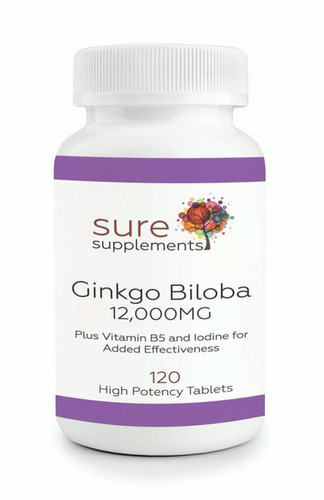 Ginkgo Biloba 12,000mg Tablets Plus Iodine and Vitamin B5 | Vitacure