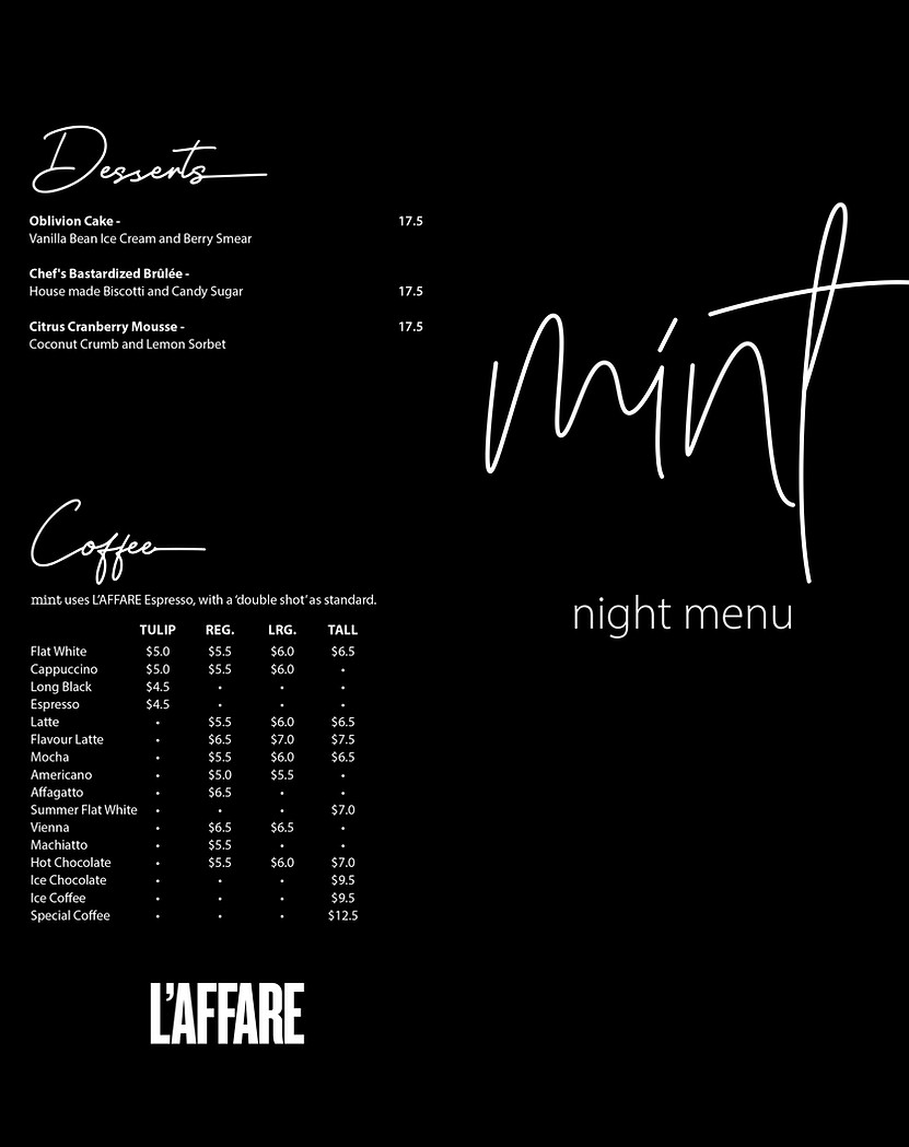MINT MENU | MintasFrank