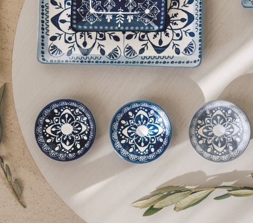 Porto Blue/White Set Of 4 Dip Dishes | Rowe Spurling Paint
