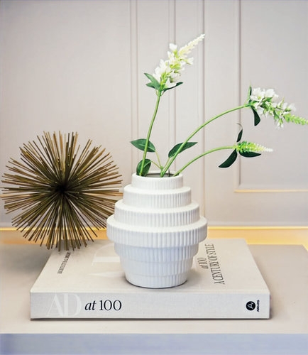 Abi White Tiered Vase | Tones And Textures
