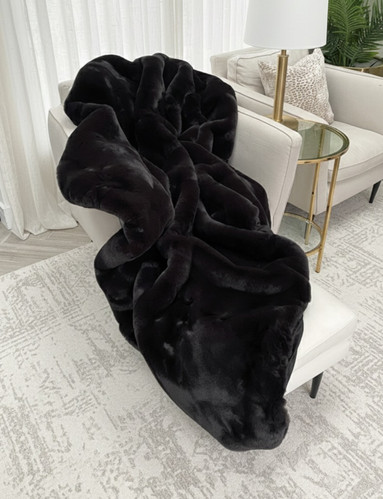 Fendi Extra Thick Fur Black Throw | Tones And Textures