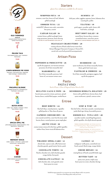 Menu | Borough Bistro
