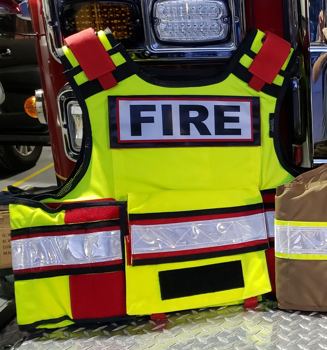 PROTECTOR" HI VIZ RED FIRE - TRAFFIC SAFETY & BALLISTIC VEST | Redline ...