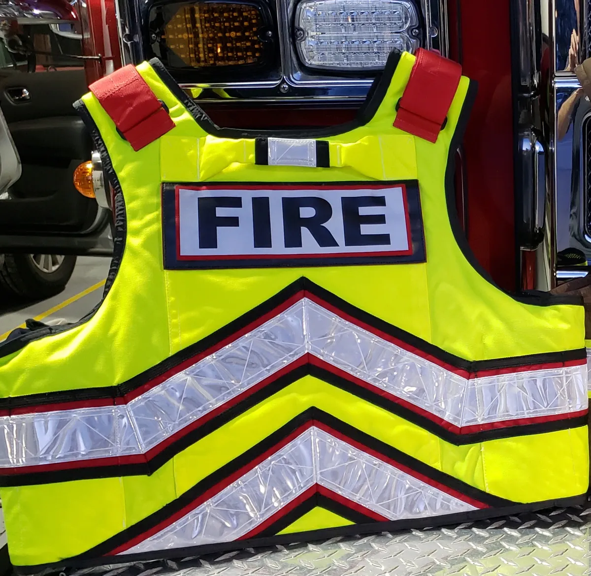 PROTECTOR" HI VIZ RED FIRE - TRAFFIC SAFETY & BALLISTIC VEST | Redline ...