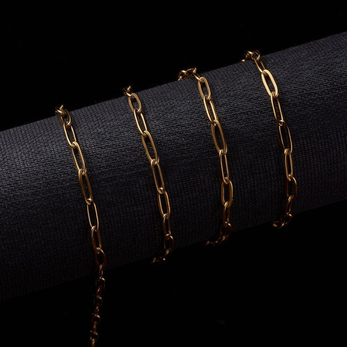 Chaîne de trombone , allongées étirées, soudé, couleur or | walali ...