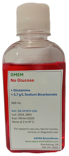 DMEM, 1X, No Glucose, 500mL | SAPRA Biomedicals