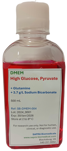 DMEM, 1X, High Glucose, Pyruvate, 500mL | SAPRA Biomedicals