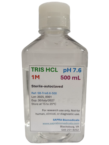 Tris HCl, 1M, pH 7.6 (25 ºC), 500mL | SAPRA Biomedicals