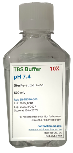 Tris Buffered Saline 10X (TBS 10X), pH 7.4, 500mL | SAPRA Biomedicals