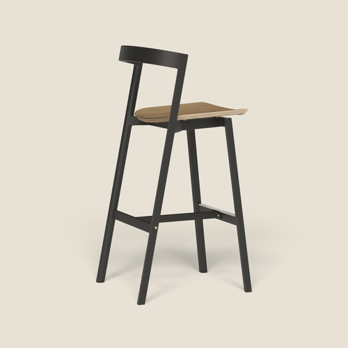 Mornington Bar Stool with Backrest and Oak Seat | Measured