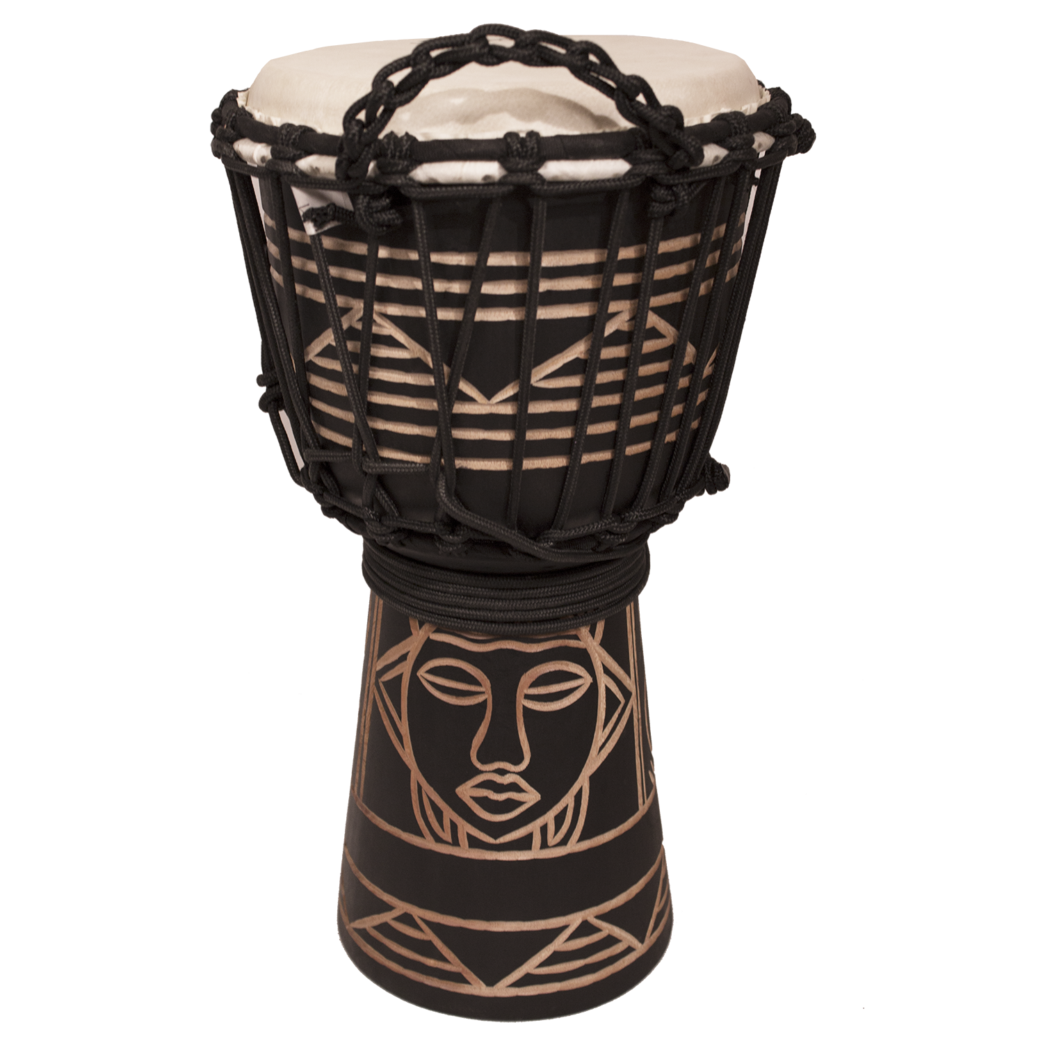 Sawtooth Harmony Series 8" Hand Carved Spirit Design Rope Djembe, Sati