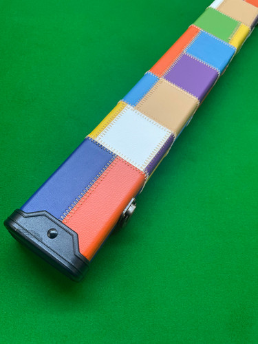 One Piece 2 Slot Multi Colour Patchwork Cue Case fits 59.75” Cues | Cue ...